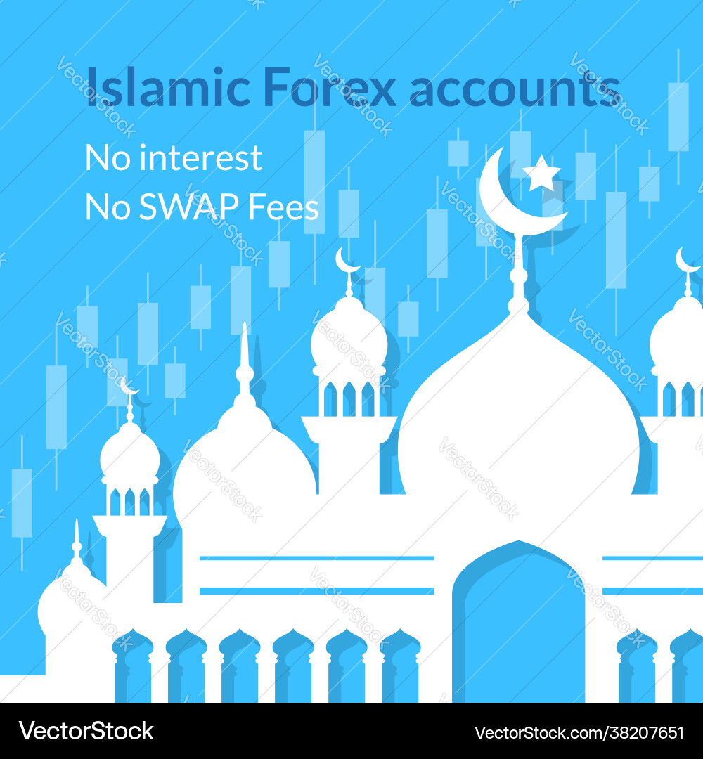 Islamic forex accounts background with mosque Vector Image
