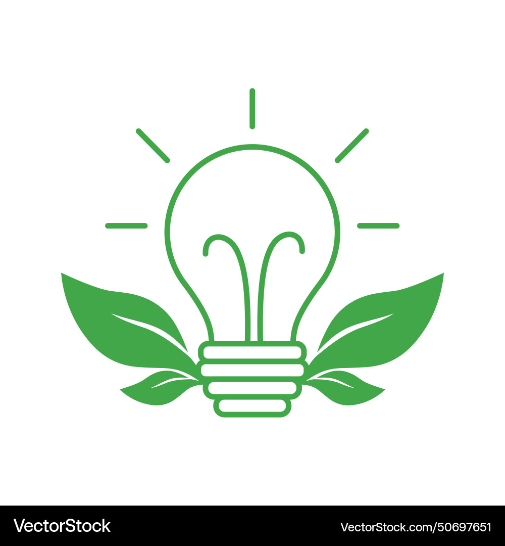 Lightbulb icon with green leaves save energy Vector Image