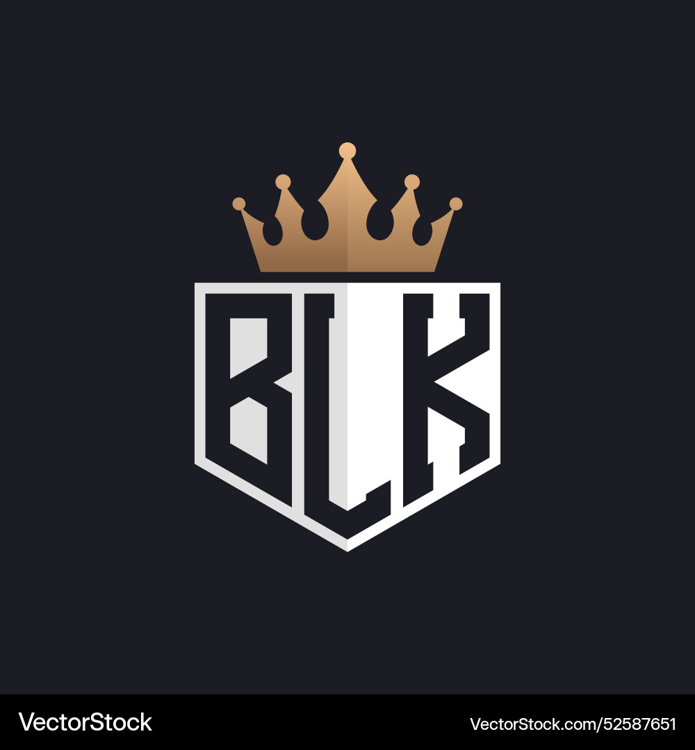 Luxury blk logo with crown elegant initials Vector Image