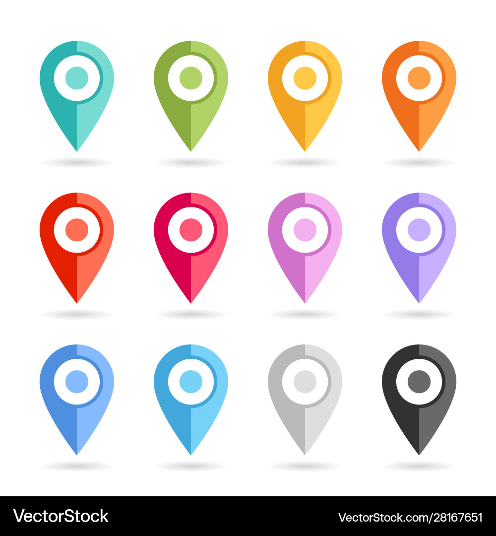 Map Pin Icon Set Royalty Free Vector Image - VectorStock