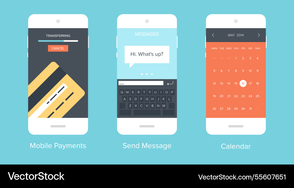 Mobile ui concept Royalty Free Vector Image - VectorStock