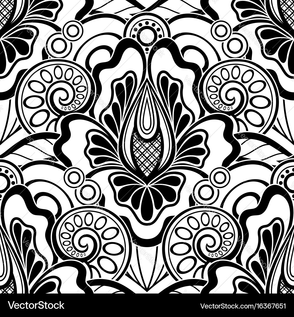 Monochrome seamless pattern with mosaic floral Vector Image