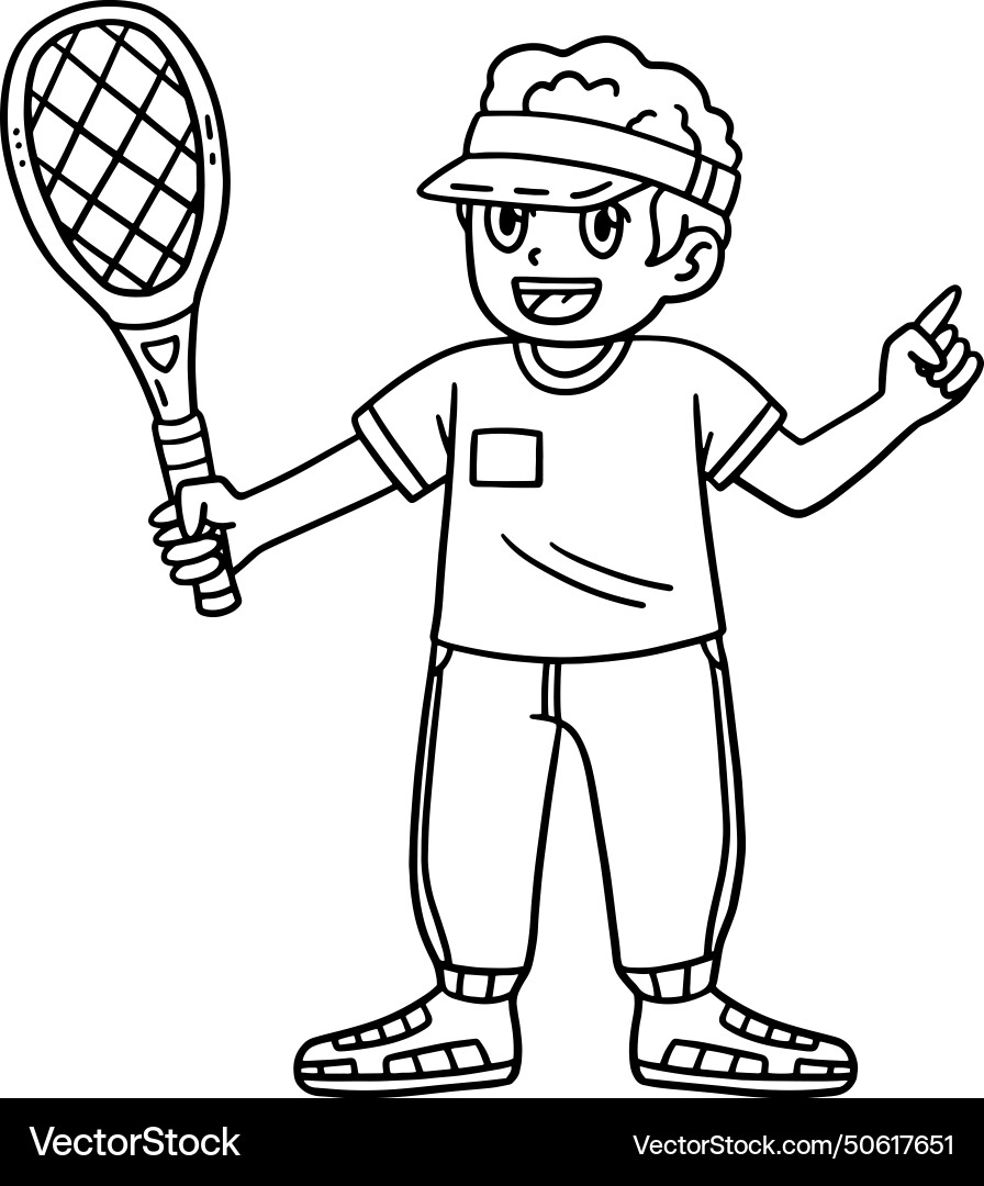 Tennis coach with a racket isolated Royalty Free Vector