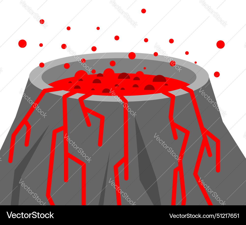 Volcano cartoon isolated mountain with crater Vector Image