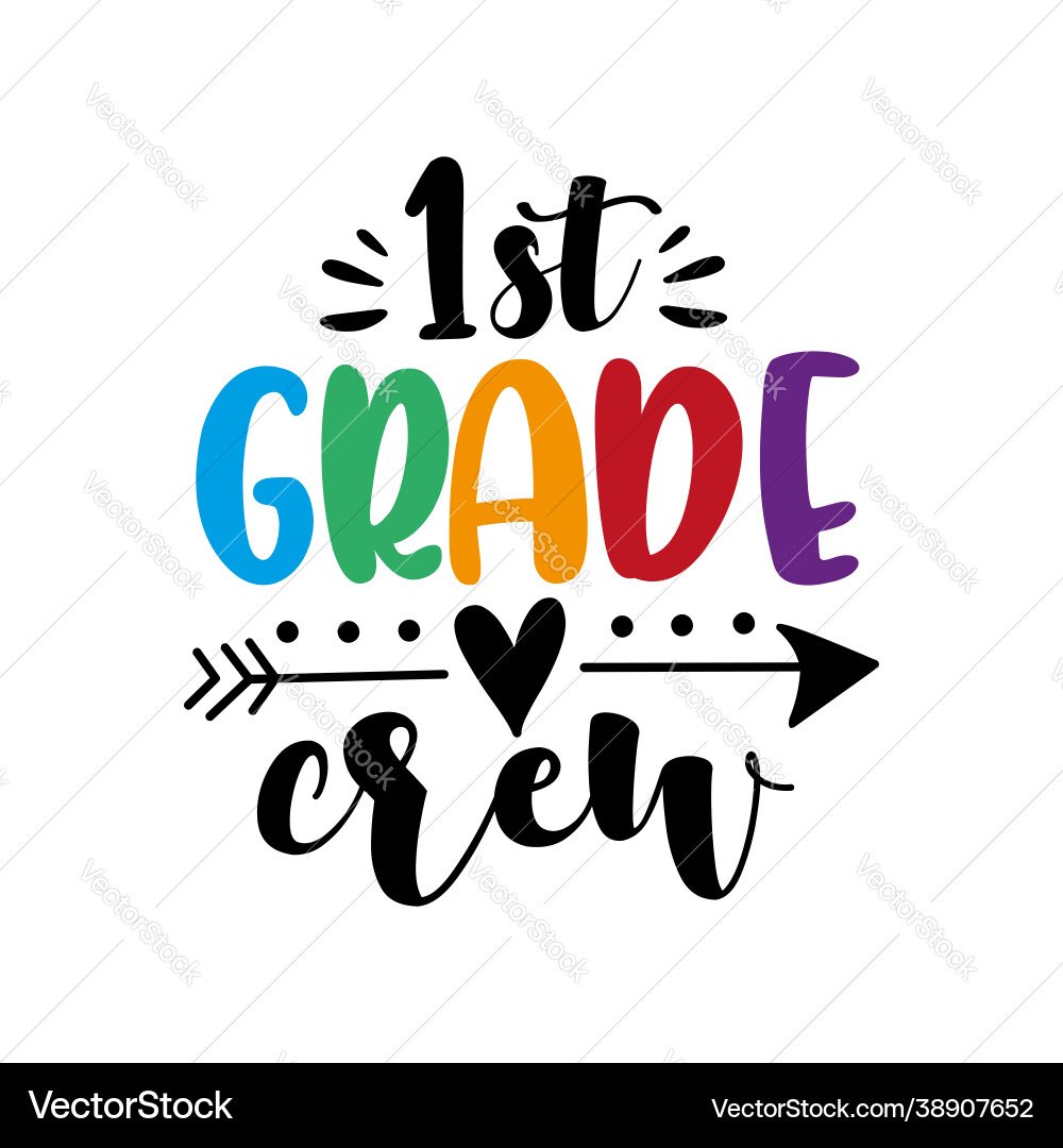 1st grade crew - calligraphy hand lettering Vector Image