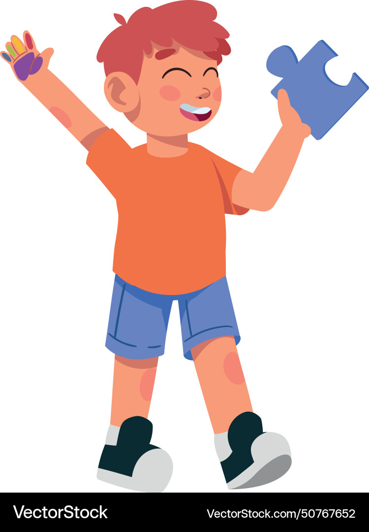 Autism boy happy Royalty Free Vector Image - VectorStock