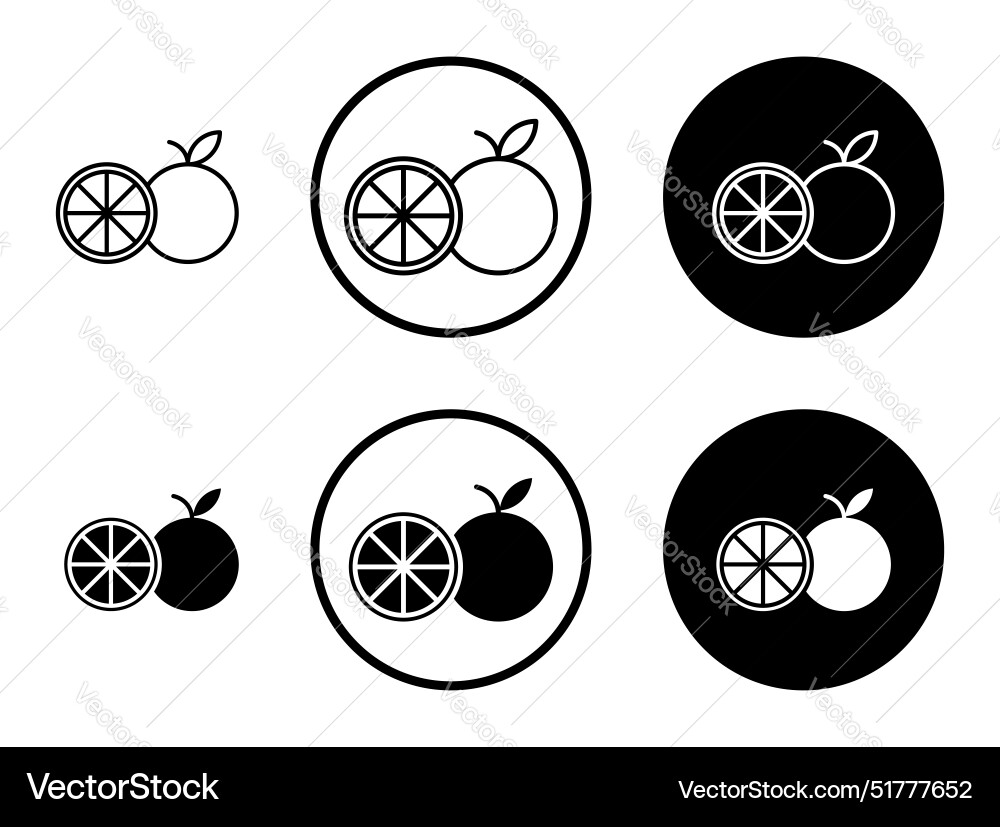 Citrus icon set black filled and outlined style Vector Image