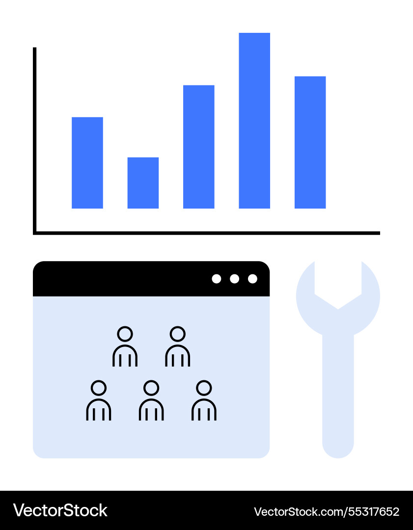 Datenanalyse mit Teammanagement Dashboard Vektorbild