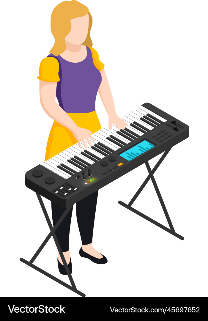 Female synth player composition Royalty Free Vector Image