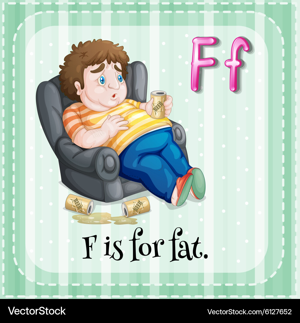 Flashcard letter f is for fat Royalty Free Vector Image