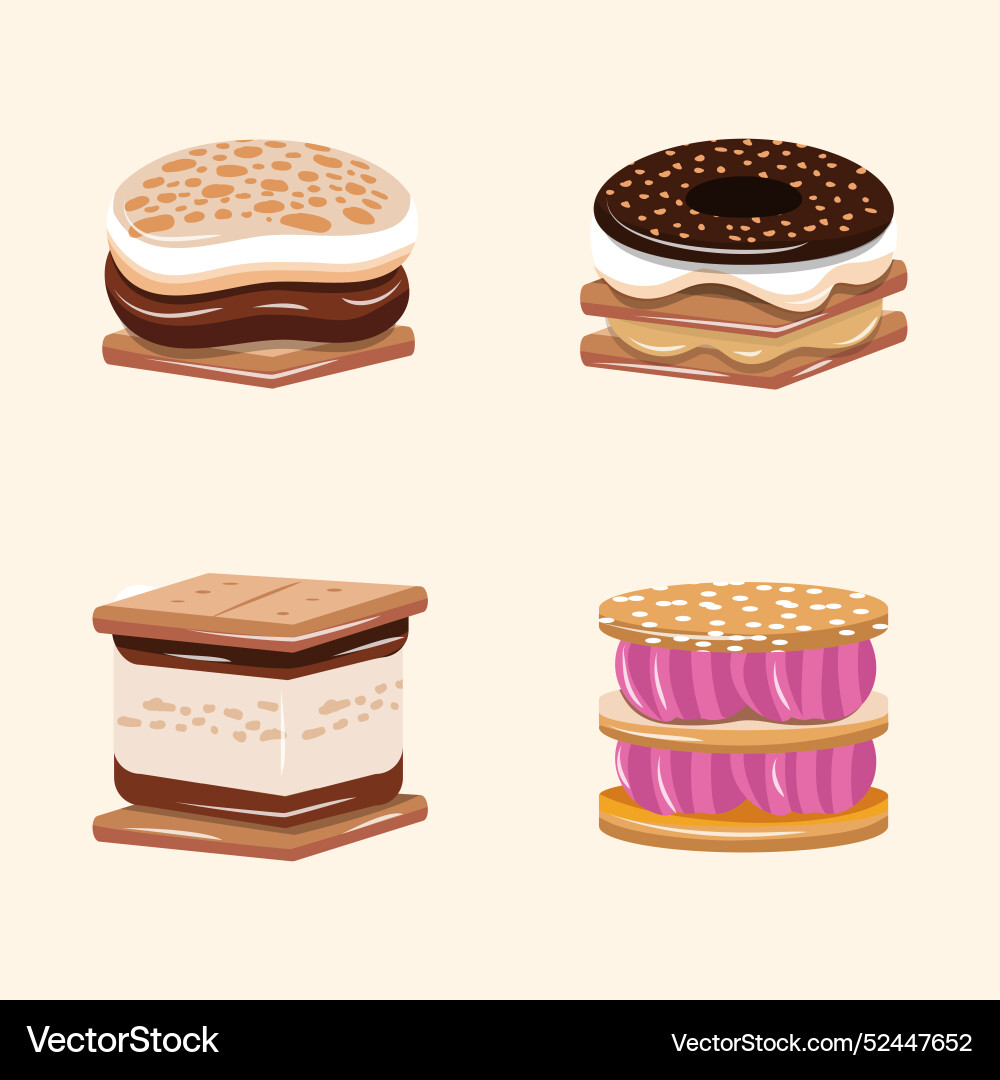 Flat delicious smore set Royalty Free Vector Image