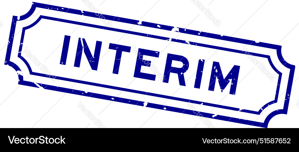Grunge blue interim word rubber seal stamp Vector Image