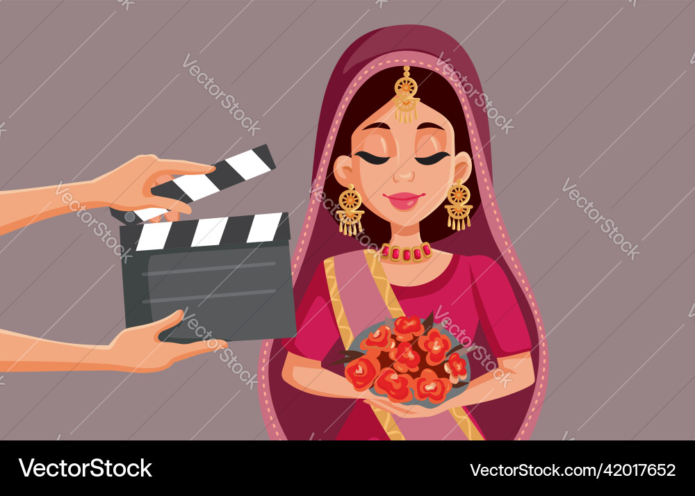 Indian actress filming bollywood production Vector Image