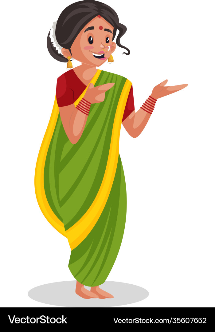 Indian marathi woman cartoon Royalty Free Vector Image
