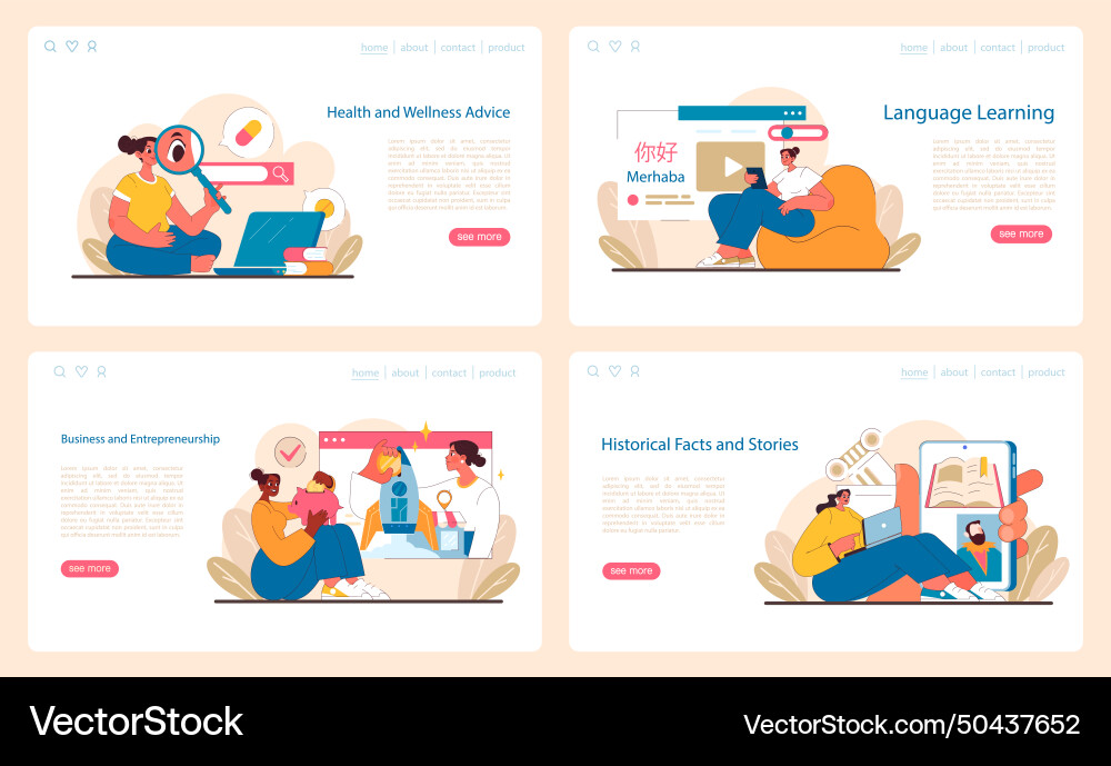 Interactive learning set delving into wellness Vector Image