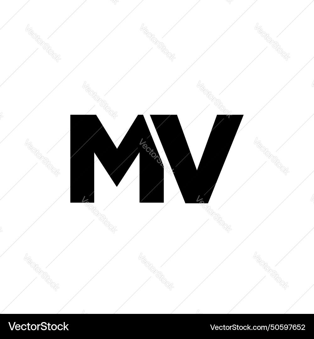 Letter m and v mv logo design template minimal Vector Image