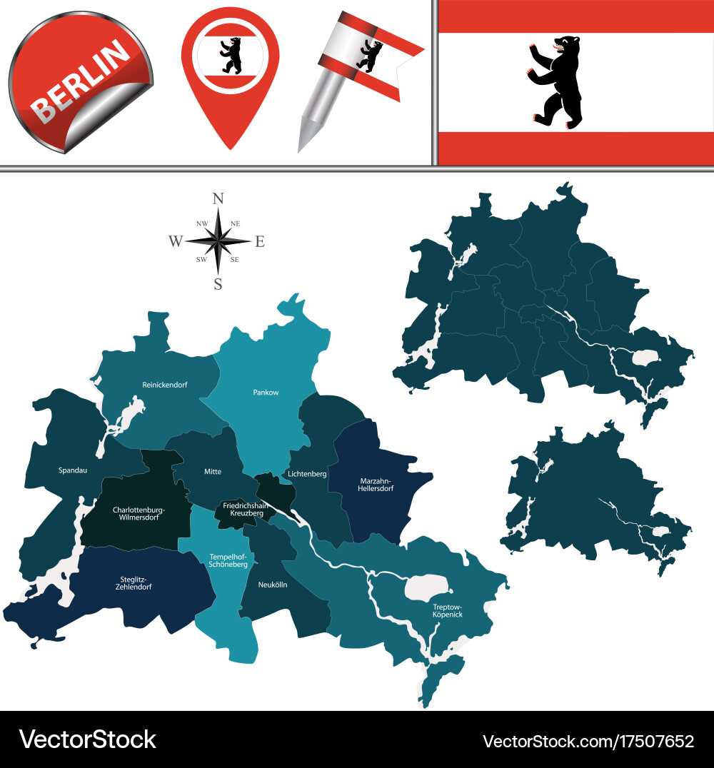 Map of berlin with boroughs Royalty Free Vector Image