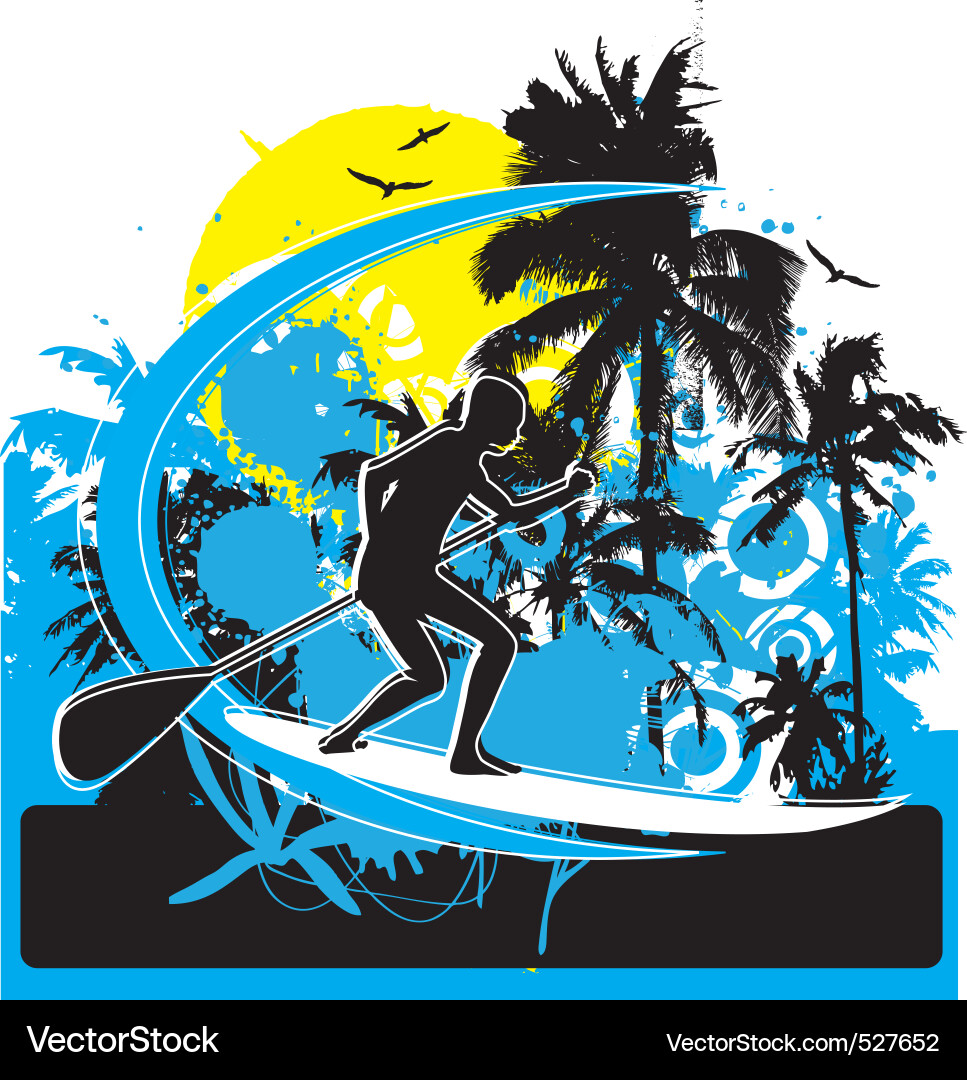 Stand up paddle boarding Royalty Free Vector Image