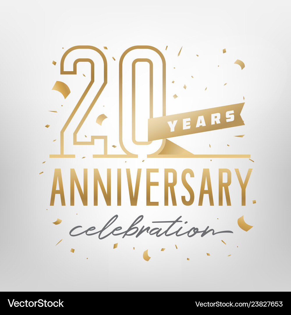 20th anniversary celebration golden template Vector Image