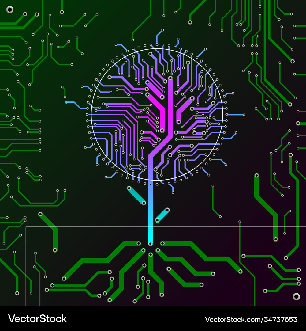 Circuit board tree Royalty Free Vector Image - VectorStock