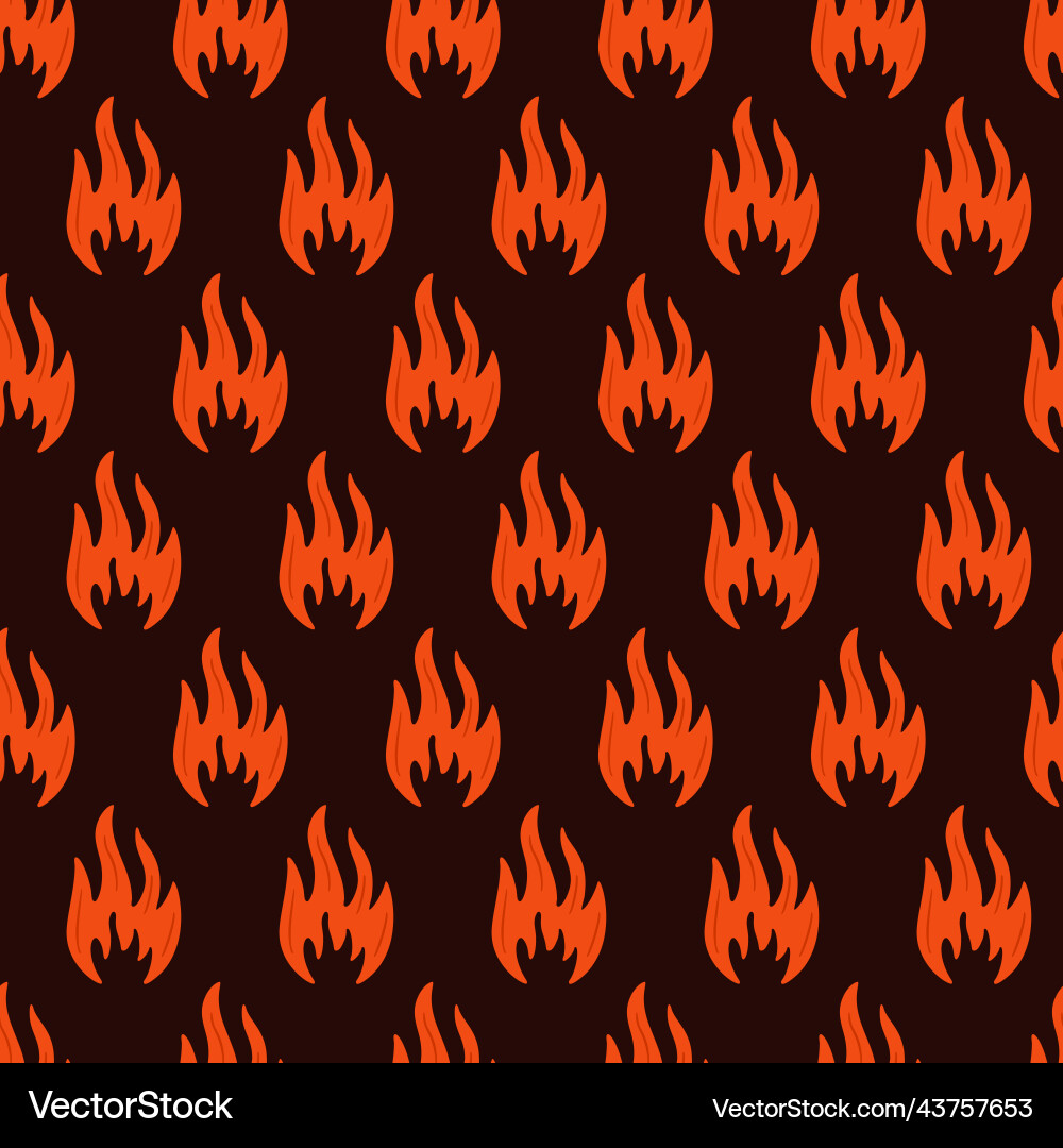 Fire symbols seamless pattern spurts of flame Vector Image