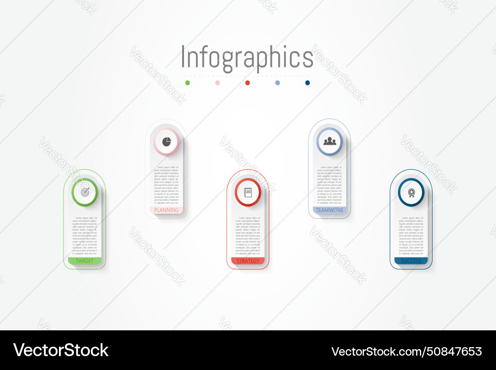 Infographic 5 options design elements Royalty Free Vector