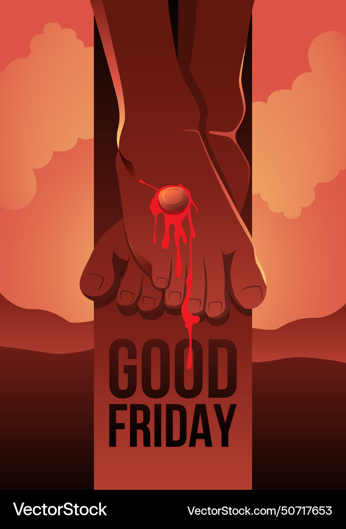 Jesus christ feet on the cross Royalty Free Vector Image