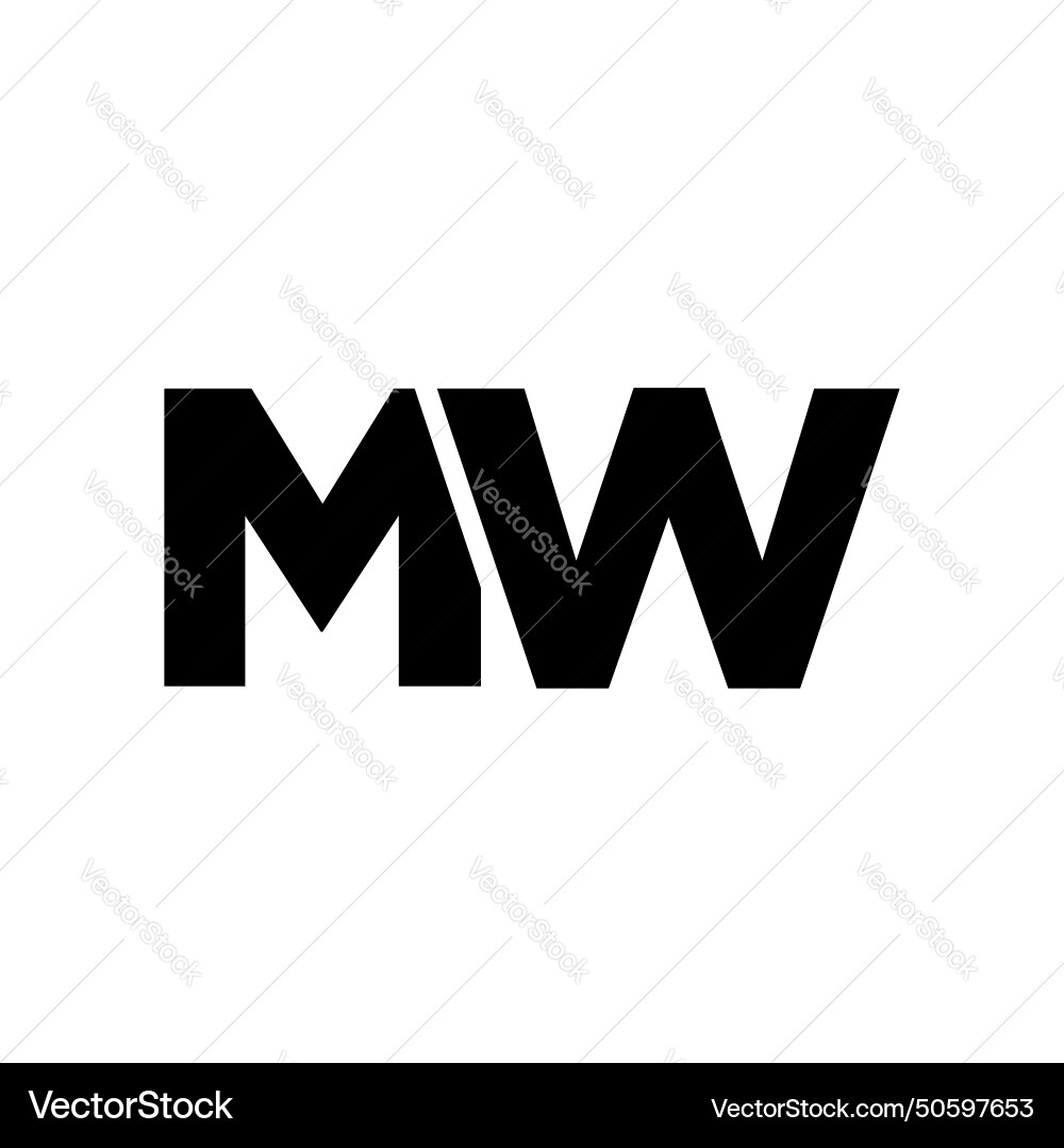 Letter m and w mw logo design template minimal Vector Image