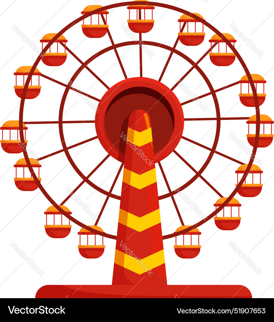 Red ferris wheel rotating at amusement park Vector Image