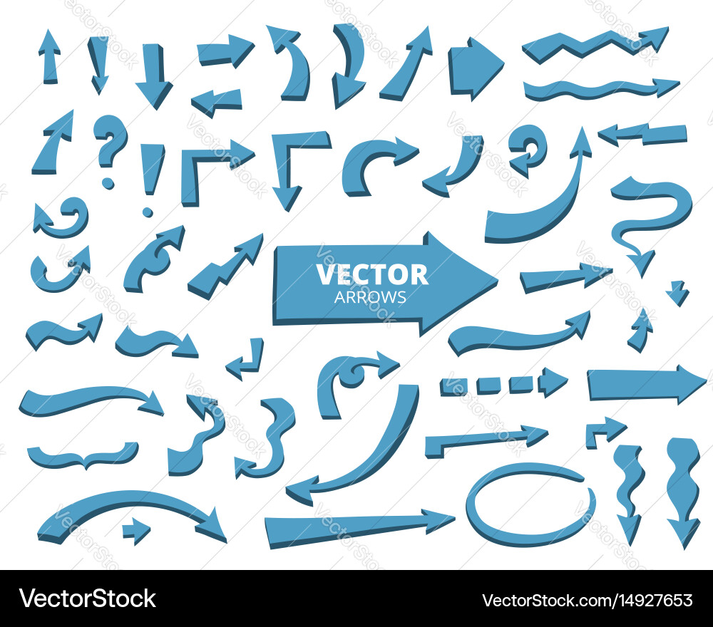 Set of cartoon arrows hand drawn design elements Vector Image