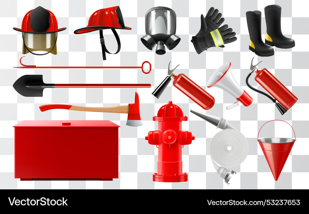 Set of fire fighting equipment including Vector Image