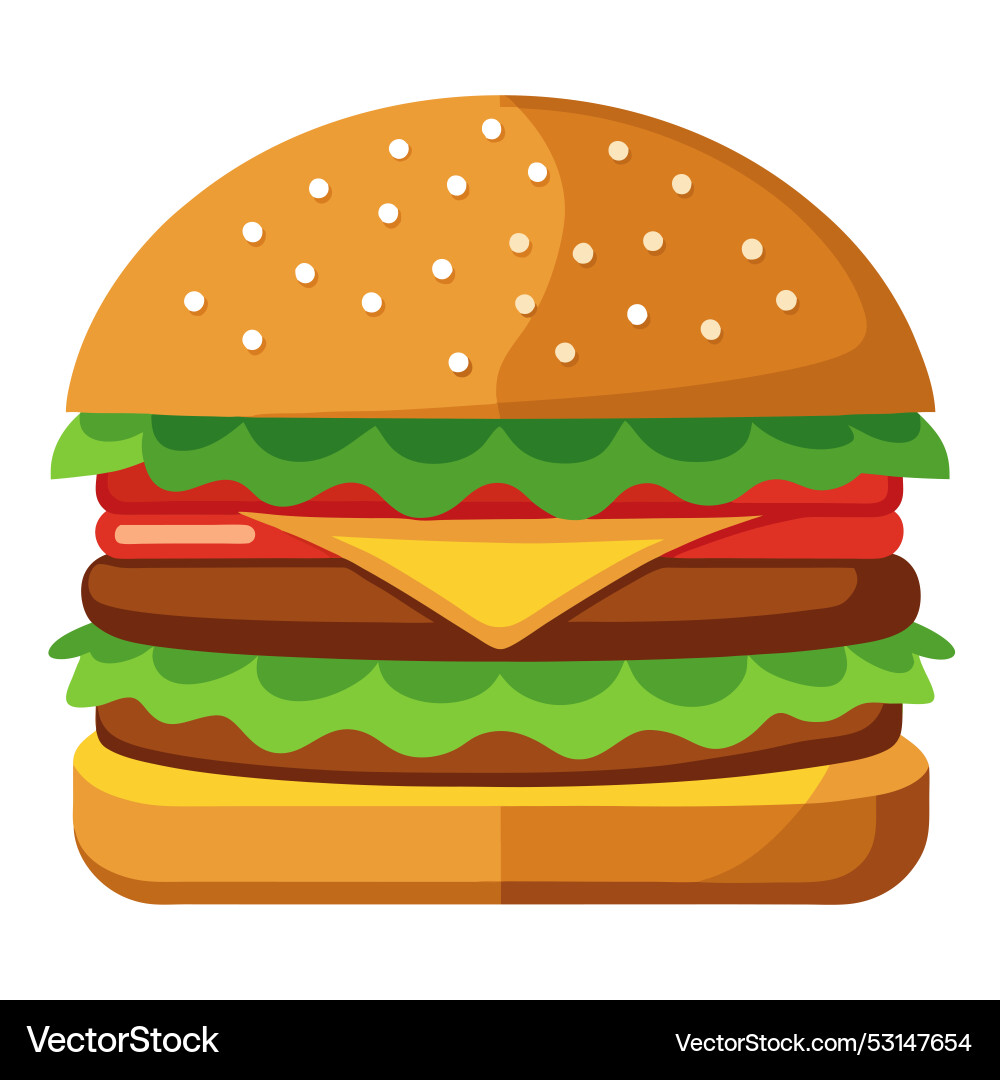 A large hamburger with lettuce tomato and cheese Vector Image
