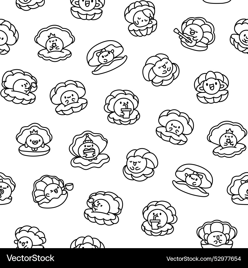 Cartoon seashell with a pearl coloring page Vector Image