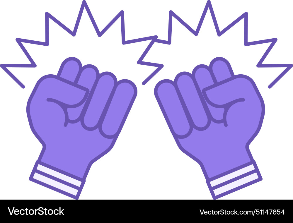 Colored icon fighting game hands clenched Vector Image
