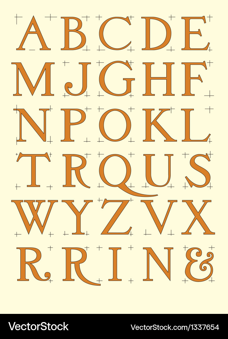 Elegant Roman Alphabet Font Royalty Free Vector Image