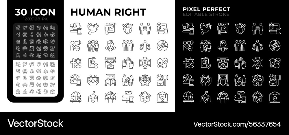 Human rights pixel perfect line black and white Vector Image