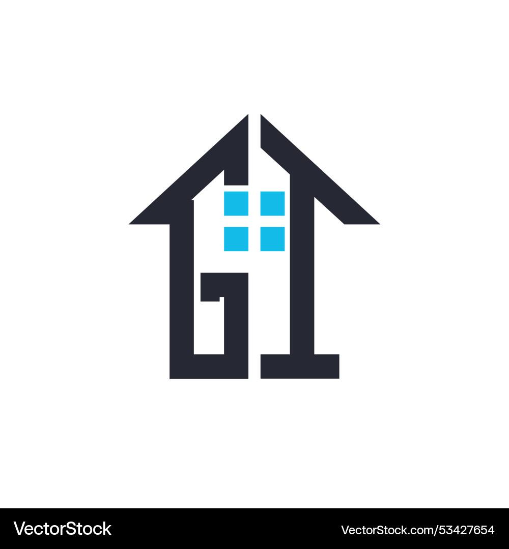 Initials gt house logo design creative letter Vector Image
