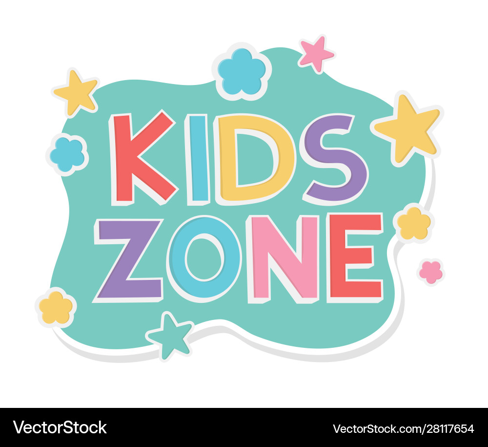 Kids zone lettering play children template design Vector Image