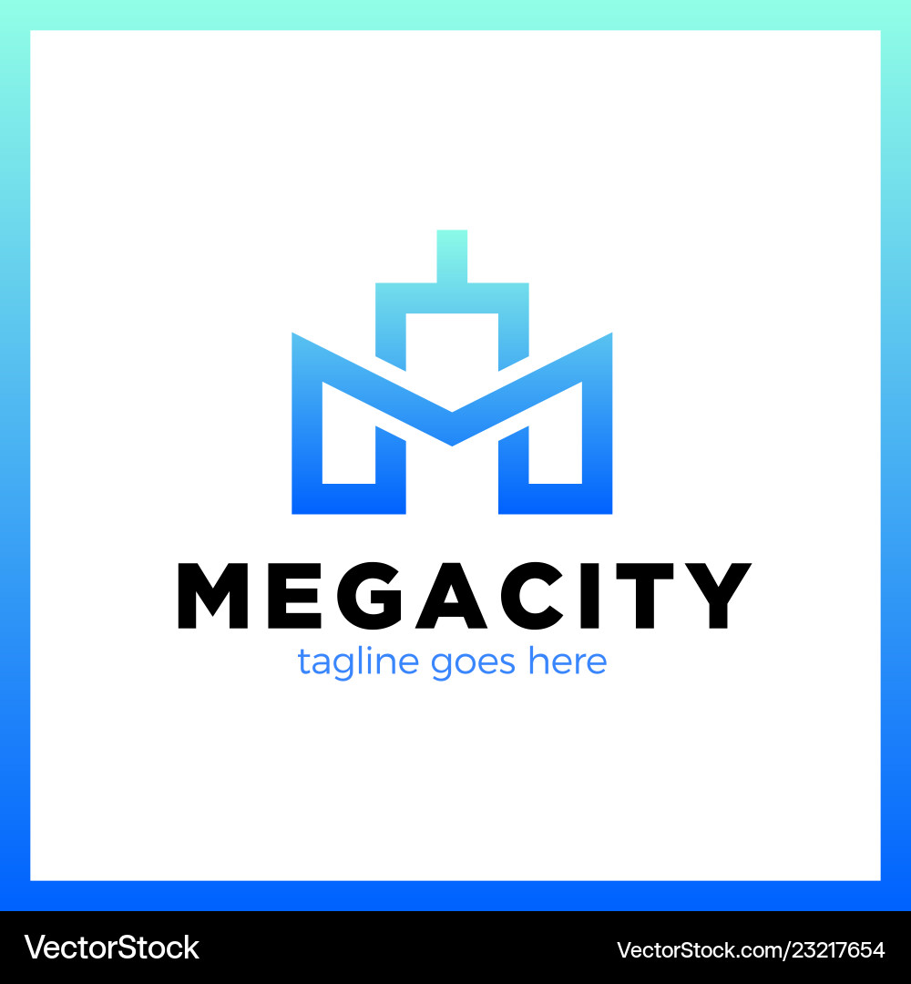 Letter m line city logo Royalty Free Vector Image