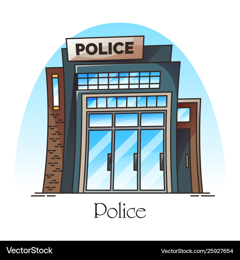 Police Station Building Facade Royalty Free Vector Image