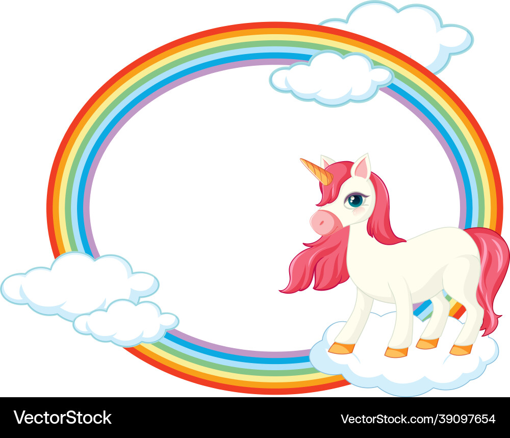 Rainbow Unicorn Frame Royalty Free Vector Image