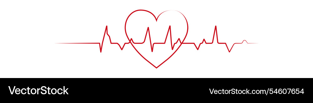 Red heartbeat line isolated on white Royalty Free Vector