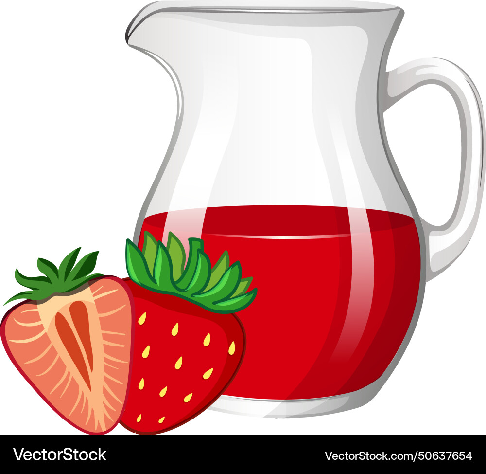 Red strawberry juice in a pitcher Royalty Free Vector Image
