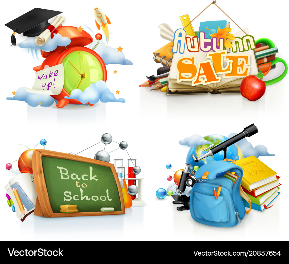School concepts 3d set Royalty Free Vector Image