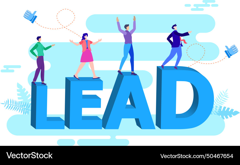 Team with leader word lead Royalty Free Vector Image
