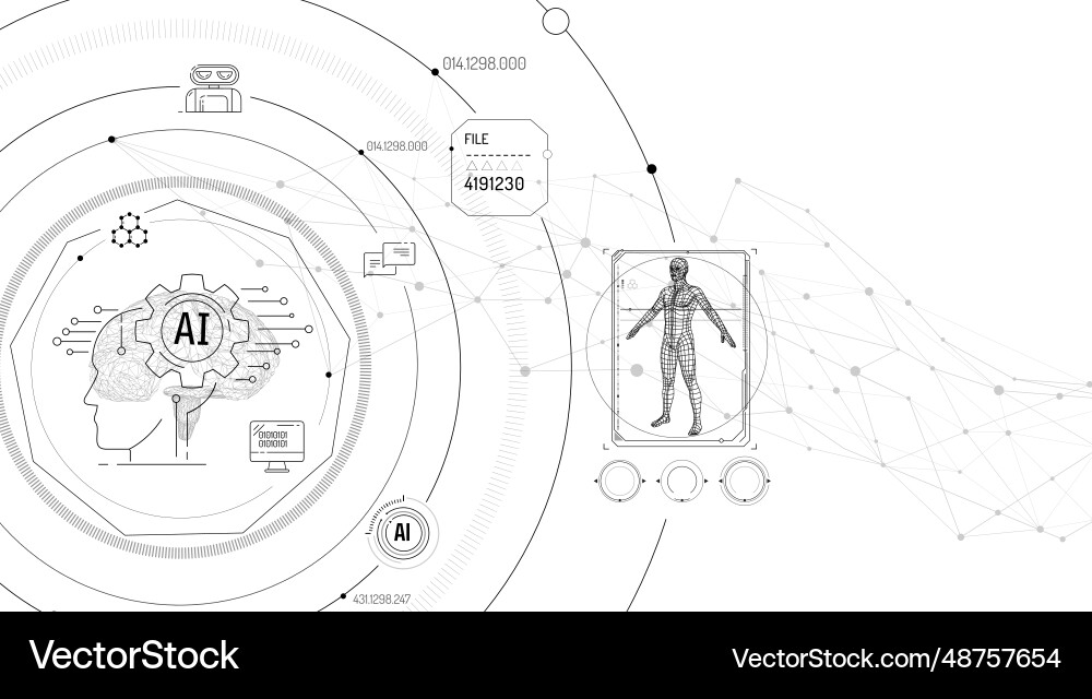 Virtual infographics with artificial intelligence Vector Image