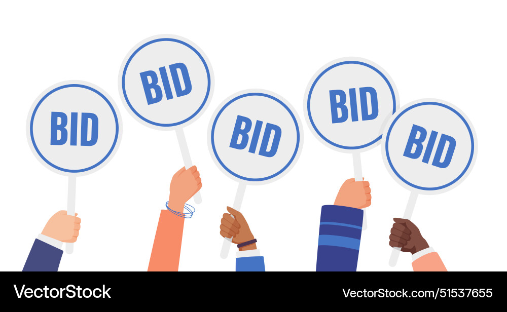 Auction sale and bidding process financial Vector Image