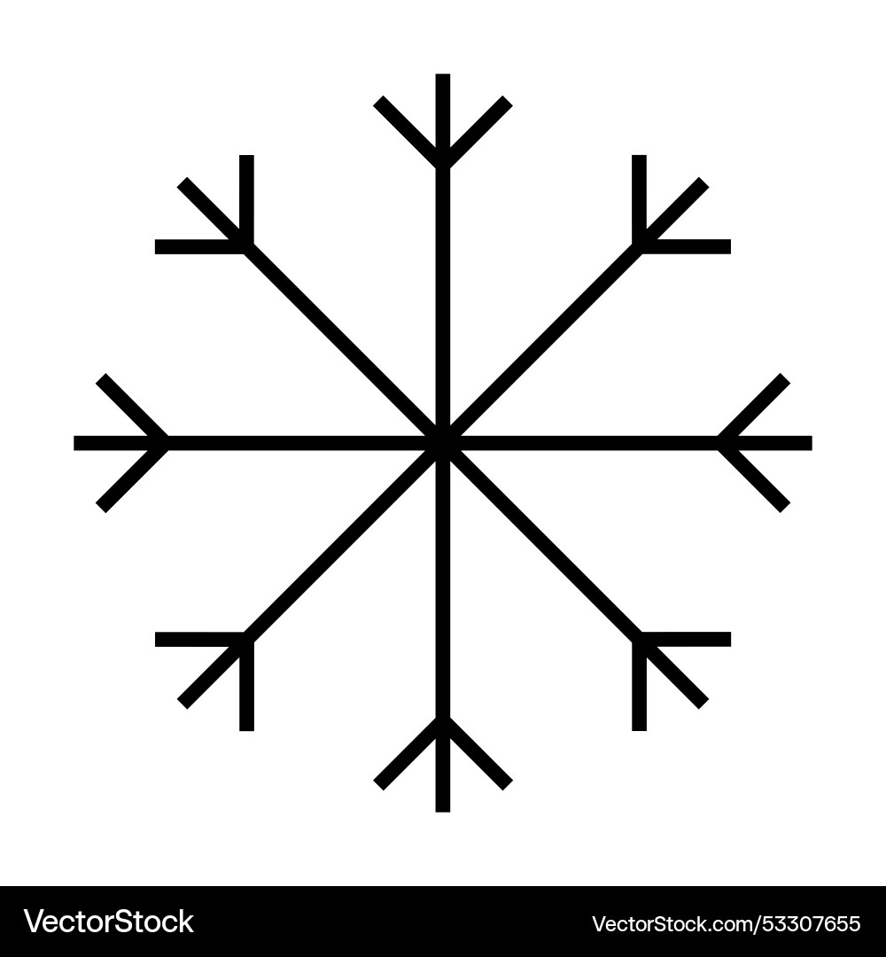 Black and white minimalist snowflake outline Vector Image