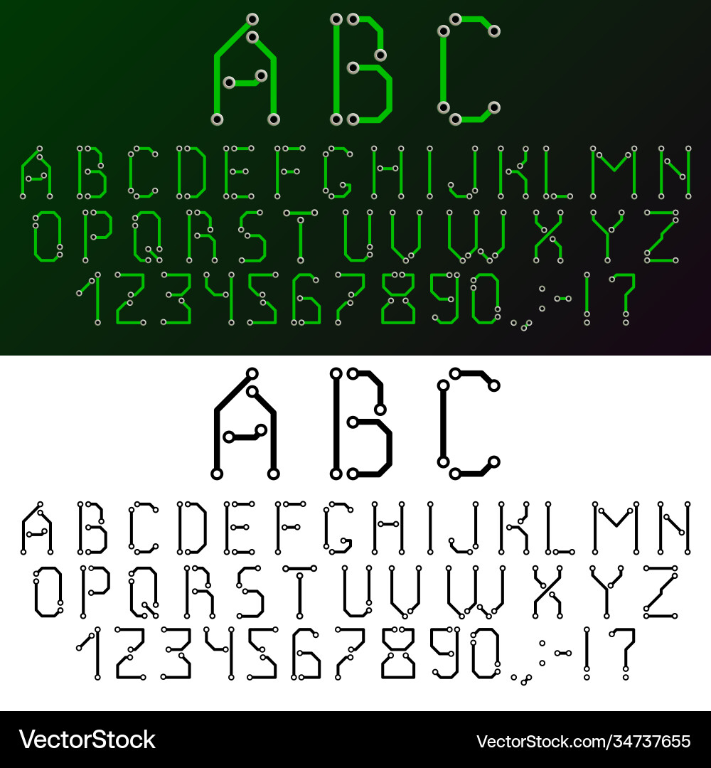 Circuit board font Royalty Free Vector Image - VectorStock