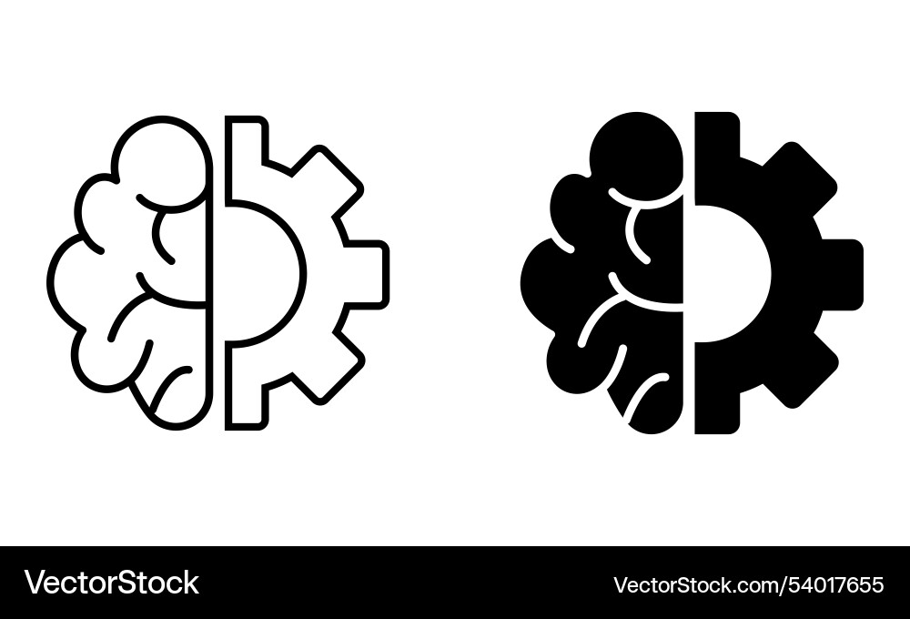 Cogwheel with brain icon Royalty Free Vector Image